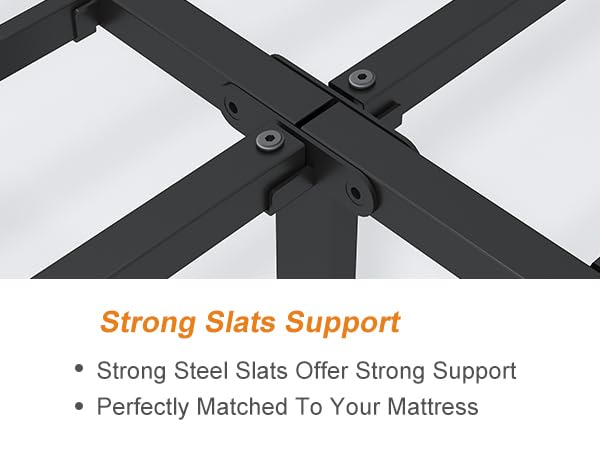 YUSENHEEI Full Size Bed Frame 16 Inches High Metal Platform Bedframe with Slat Strips Easy Assembly Heavy Duty Strong No Need Box Spring Noise Free Non-Slip Large Storage Space Underbed