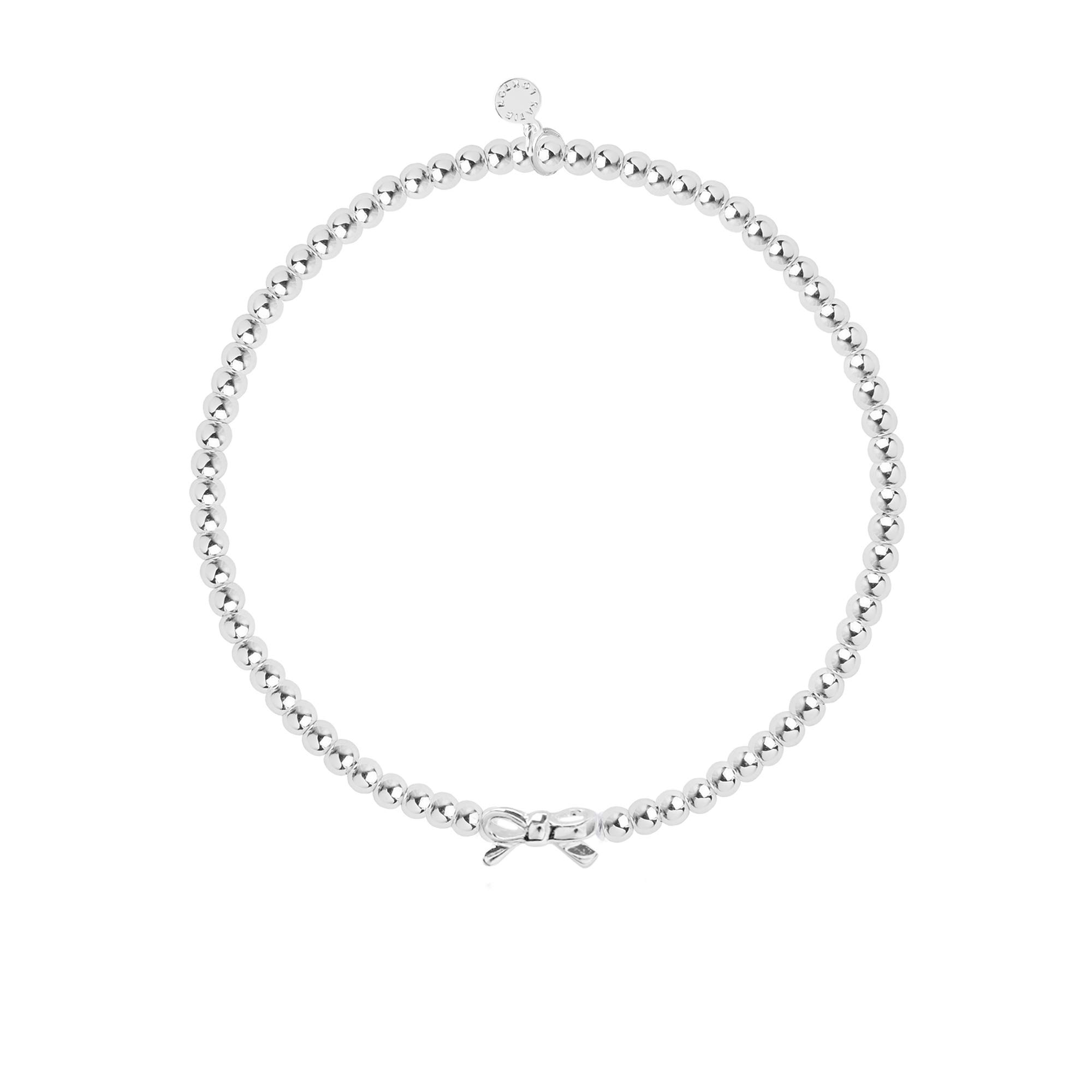 KATIE LOXTON A Little Thank You Bow Silver Women's Stretch Adjustable Charm Bangle Bracelet