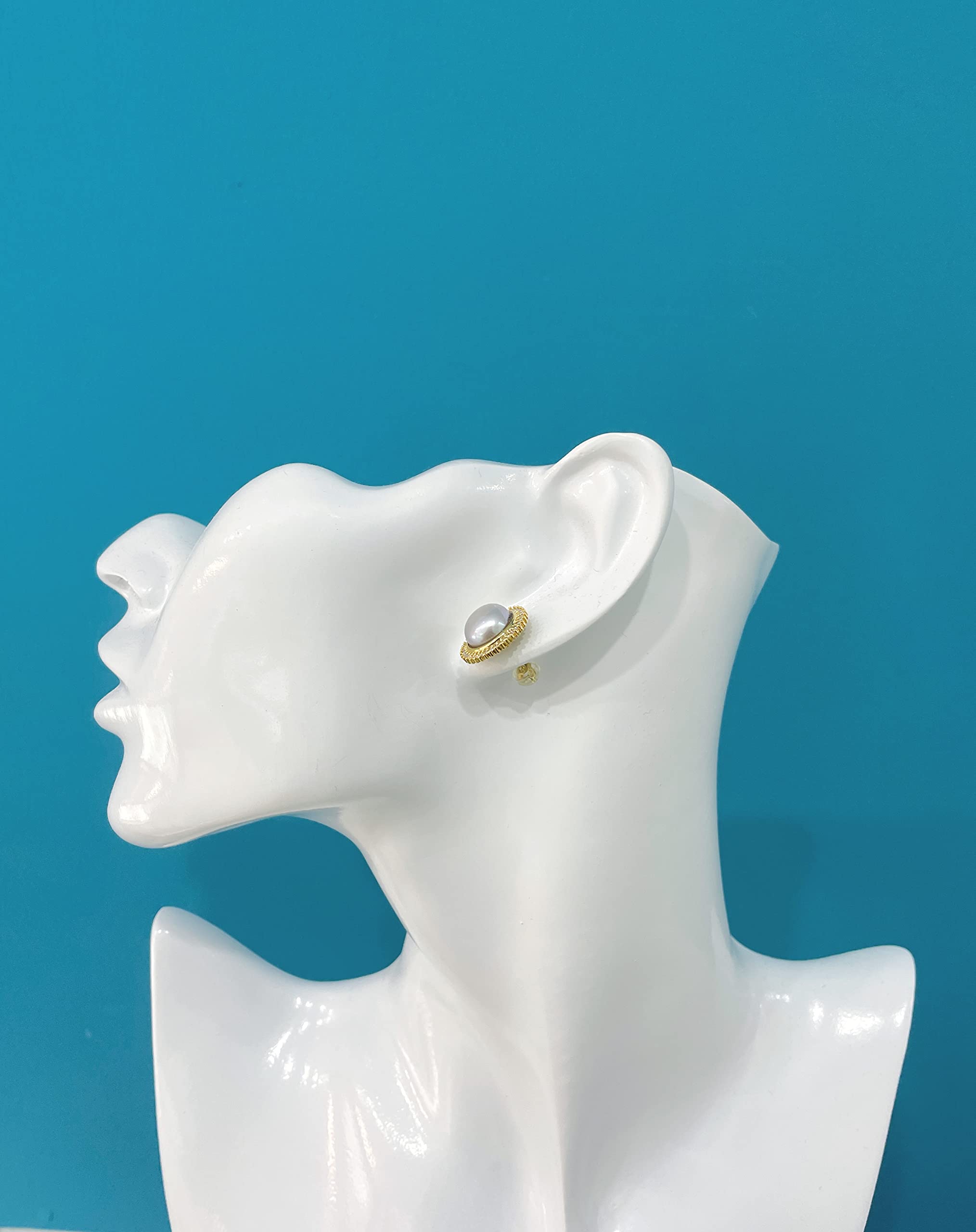 Natural Freshwater Pearl Simple Fashion Ball Earrings 10mm Gold Plated