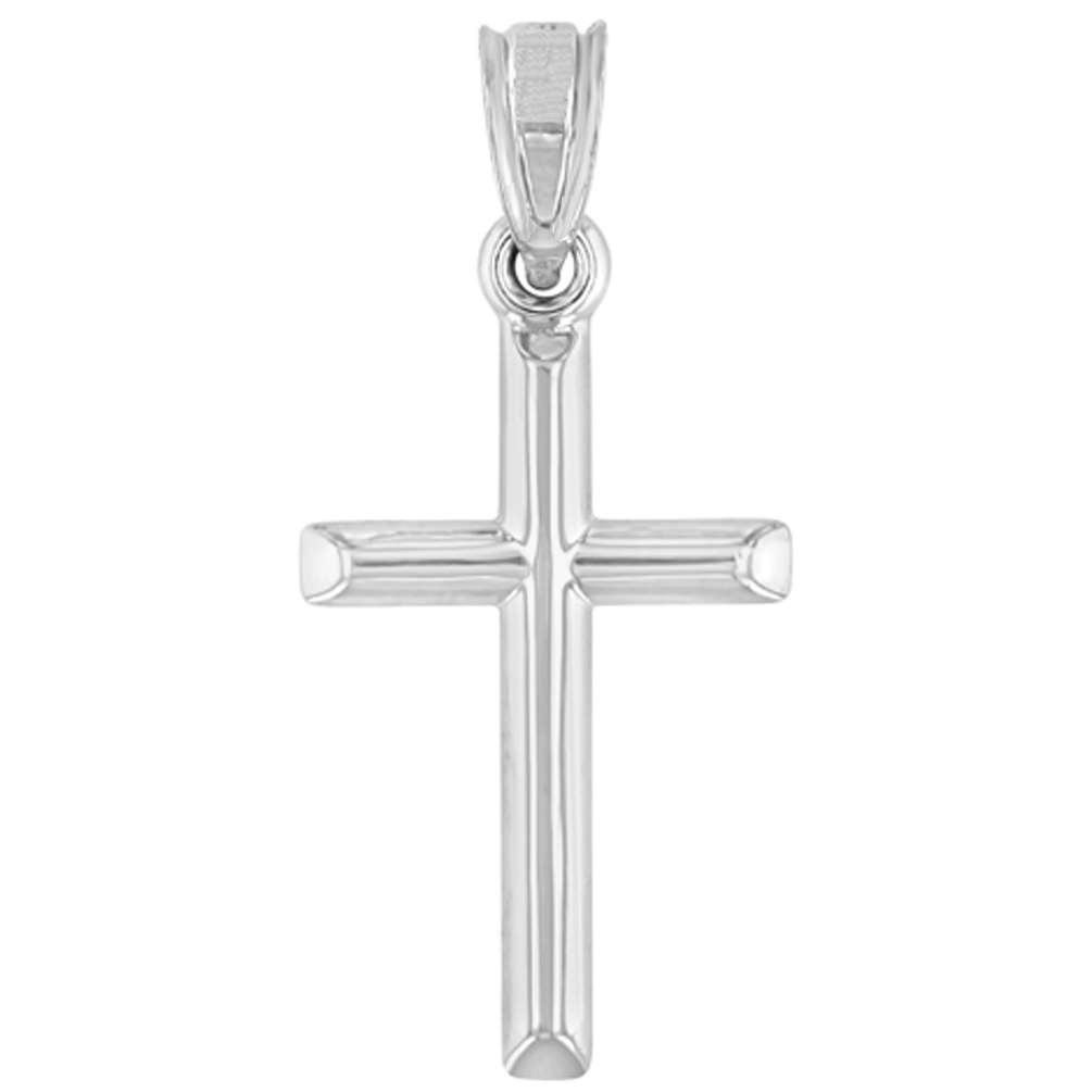 Jewelry America 14K White Gold Classic Latin Plain Mini Cross Charm Pendant
