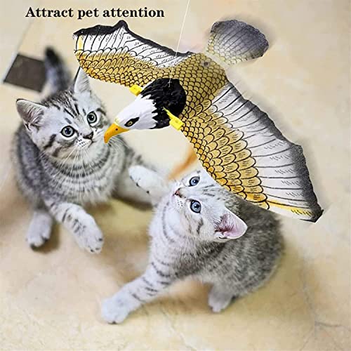 Simulated Bird and cat Toy Automatic Hanging Eagle Toy Interesting Bird and cat Interactive Toy Flying Bird and cat Chasing and Playing Toy - with Light and Music ((Parrot))