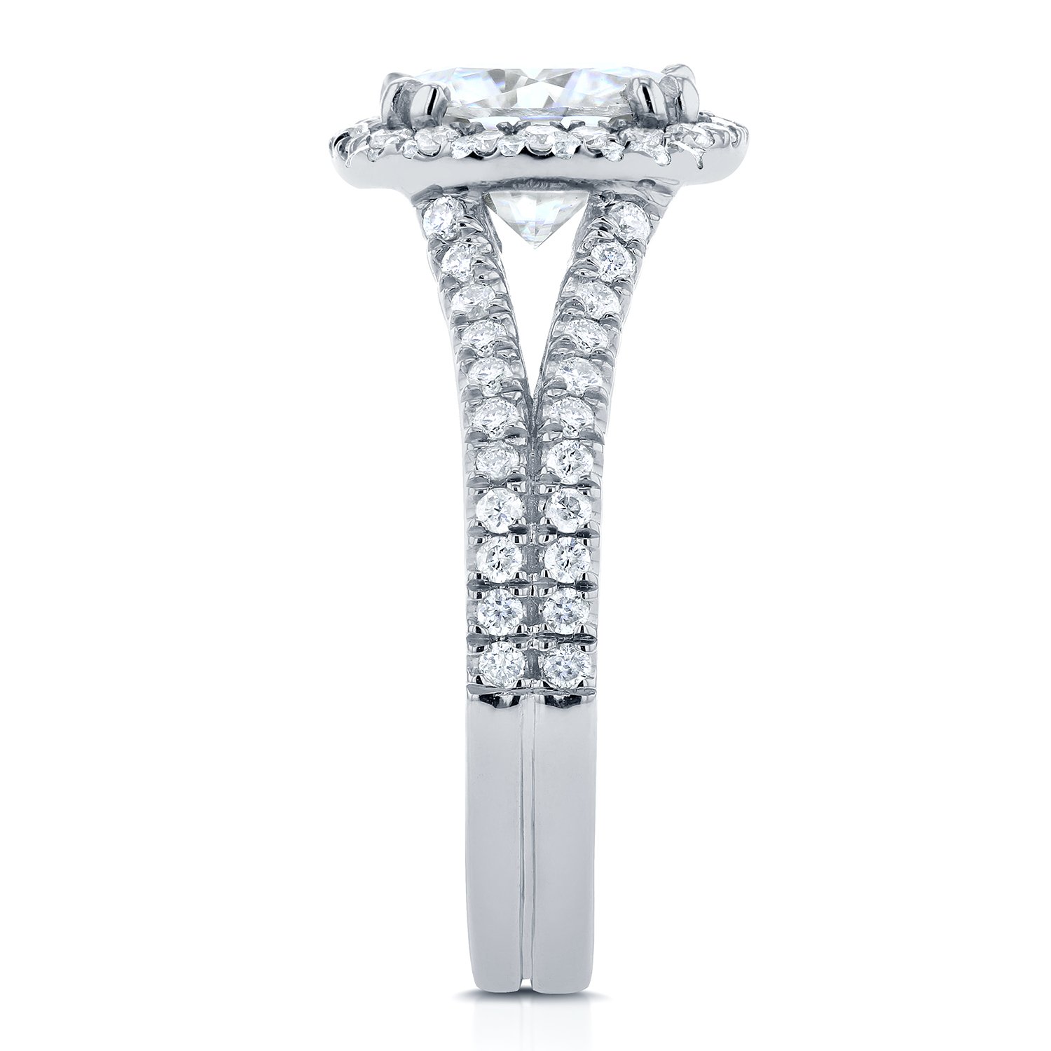 Kobelli Forever One (D-F) Moissanite and Halo Diamond Engagement Ring 2 1/2 CTW 14k White Gold, Size 11