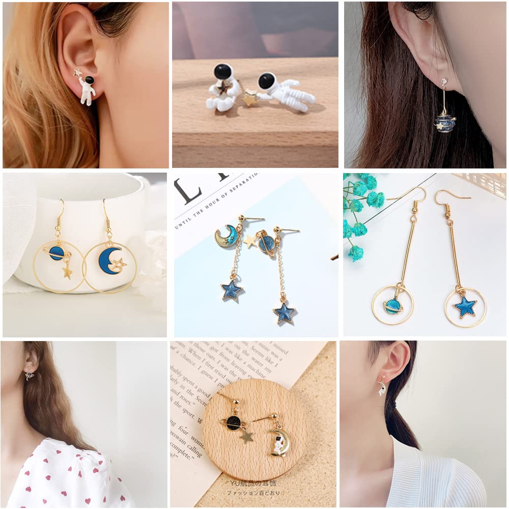 MOZAKA 18 Pairs Moon Star Dangle Earrings for Women Space Earth Planet Asymmetrical Drop Earring Set Butterfly Astronaut Spaceman Stud Earrings Jewelry Gift