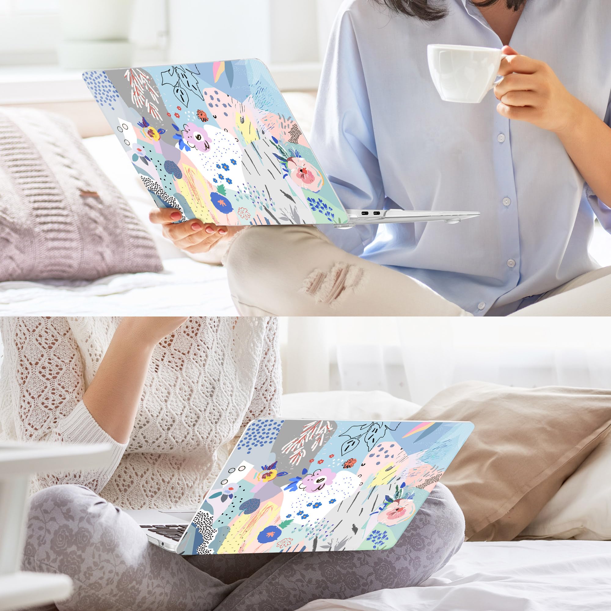 May Chen Compatible with New MacBook Air 13 inch Case 2021, 2020 2019 2018 Release Model: M1 A2337 A2179 A1932, Plastic Hard Shell Case Cover for Mabook Air 13 with Retina Dispaly, Artistic Floral