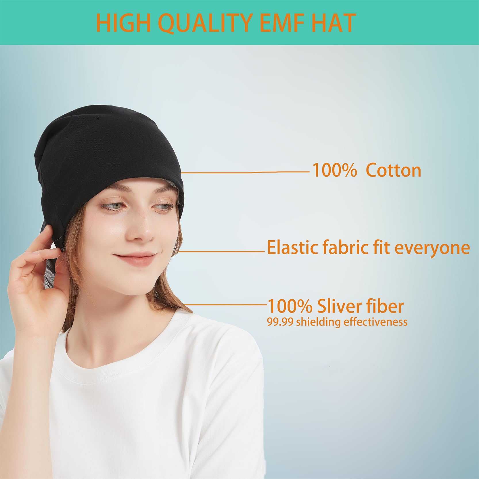 SHINRAY E M F Cotton Hat,100% Sliver Fiber Fabric Liner EMF Beanie,Fraday Hat,Cap,E M F Hood,5G,WiFi,Cell Towers…