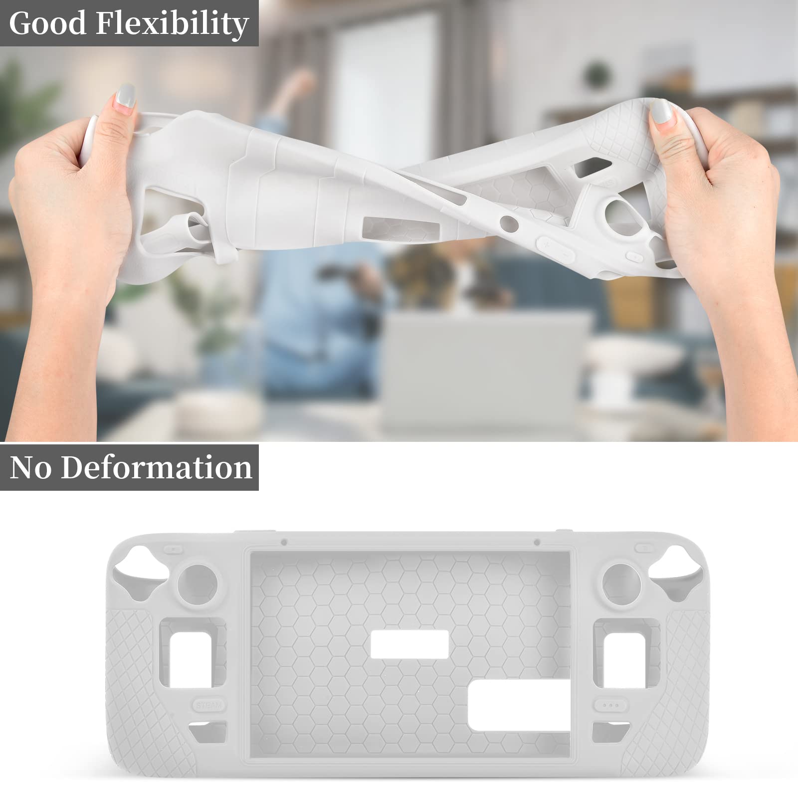 PAIYULE Silicone Case Compatible with Steam Deck Console, Protective Protector Soft Skin Stand Holder Cover Accessories, Travel Carrying Rubber Pouch Holder(Cover Only)-Grey