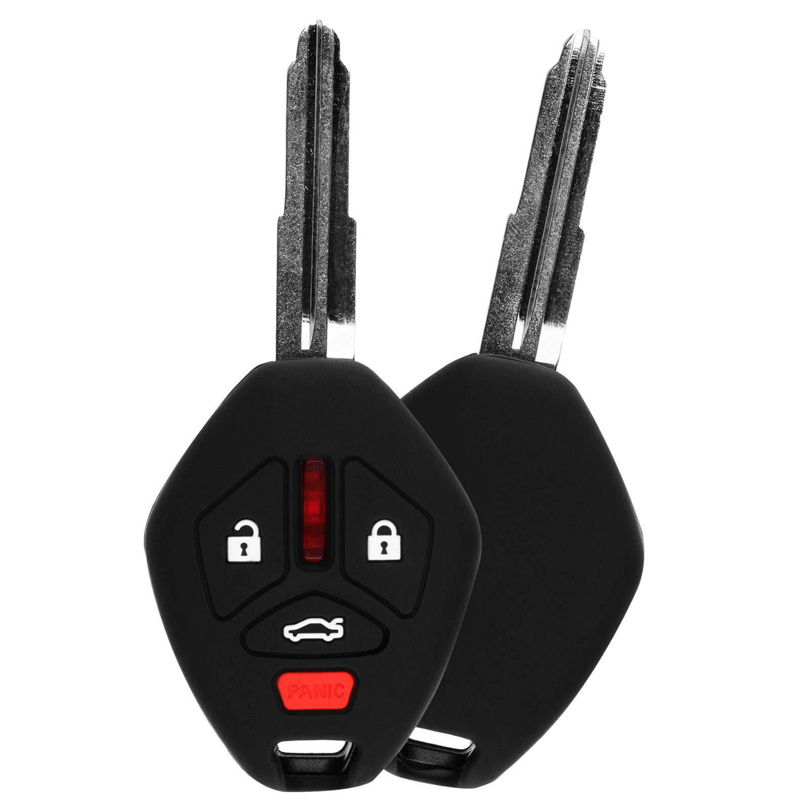 KeyGuardz Keyless Entry Remote Car Key Fob Outer Shell Cover Rubber Protective Case For Mitsubishi (Pack of 2)