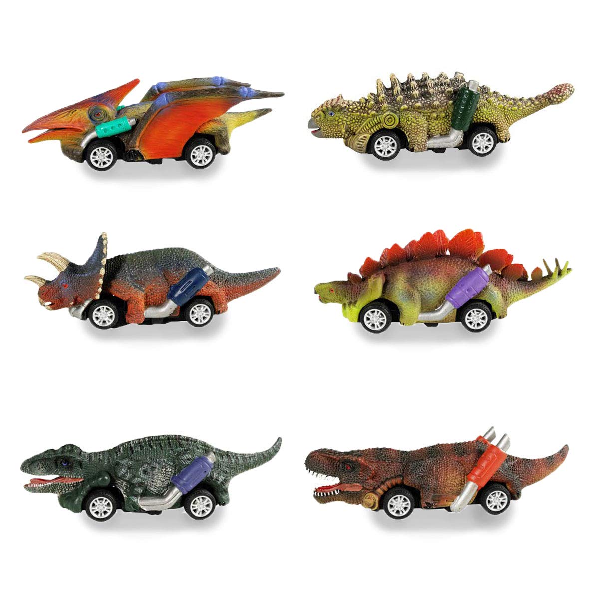 JoFAN 6 Pack Dinosaur Toys Pull Back Dinosaur Cars for Kids Boys Toddlers Easter Basket Stuffers Gifts
