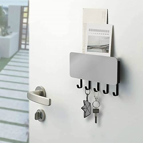 Sinestour Christmas Tree Light Key Holder for Wall Key Hanger with 5 Key Hooks Key Rack Organizer Key and Mail Holder for Wall Decorative Entryway Hallway Kitchen Farmhouse Apartment