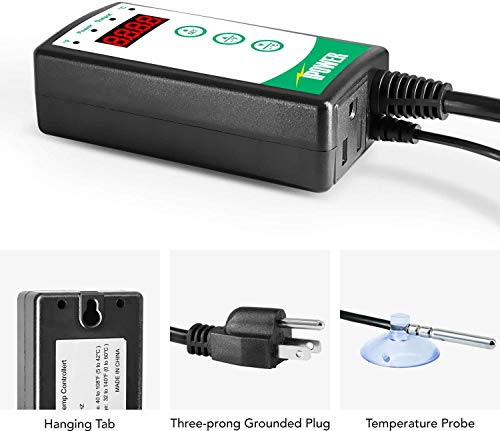 iPower Seed Starter Germination Kit Seedling Propagation Tray with Heater 5in Vented Humidity Dome and Digital Heat Mat Thermostat Combo, Black