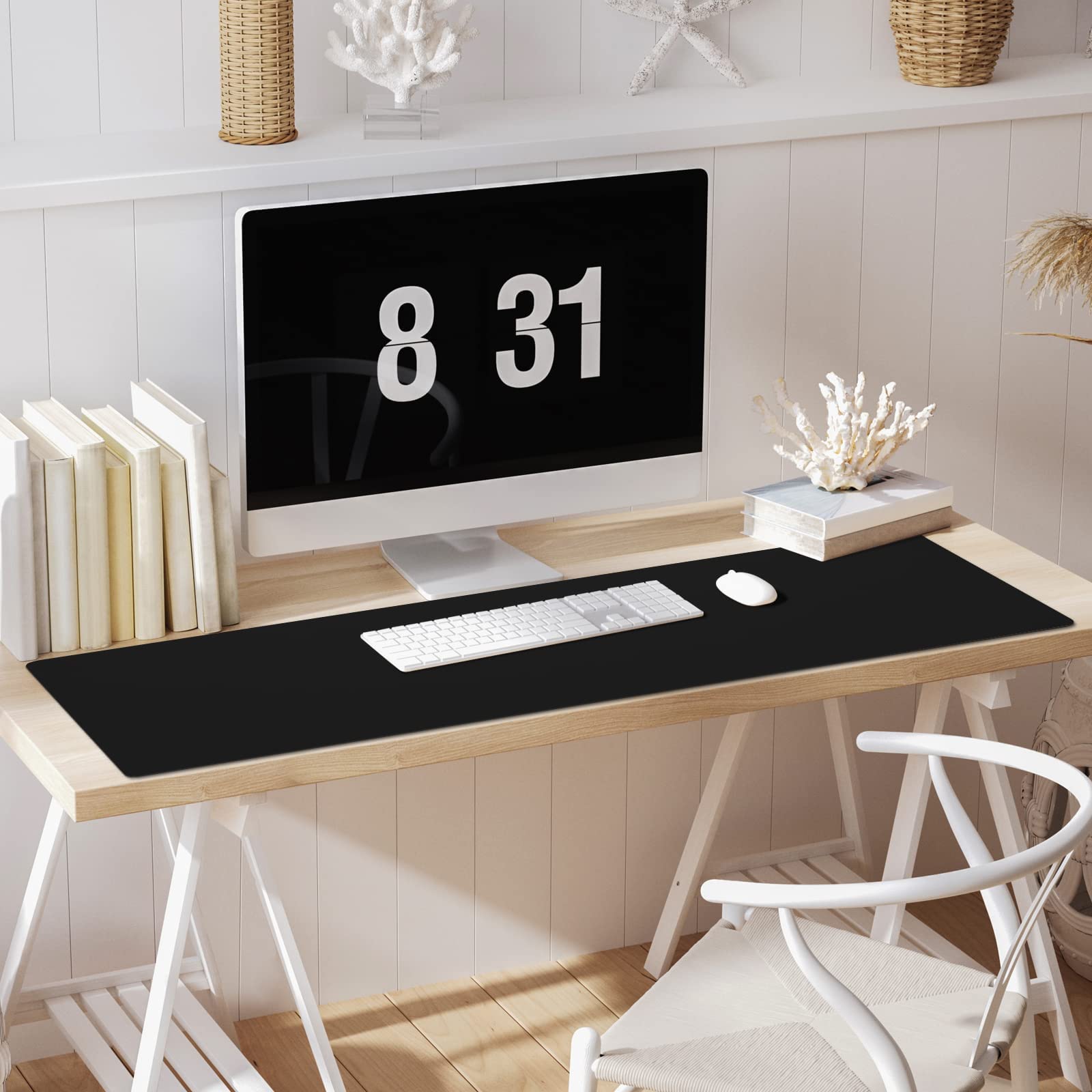 Large Leather Desk Pad -47.2'x17' Dual Sided Office Desk Mat Extra Big Mouse Keyboard Pad Waterproof Mousepad Desk Cover Writing Pad for Office and Home(Black+Dark Red)