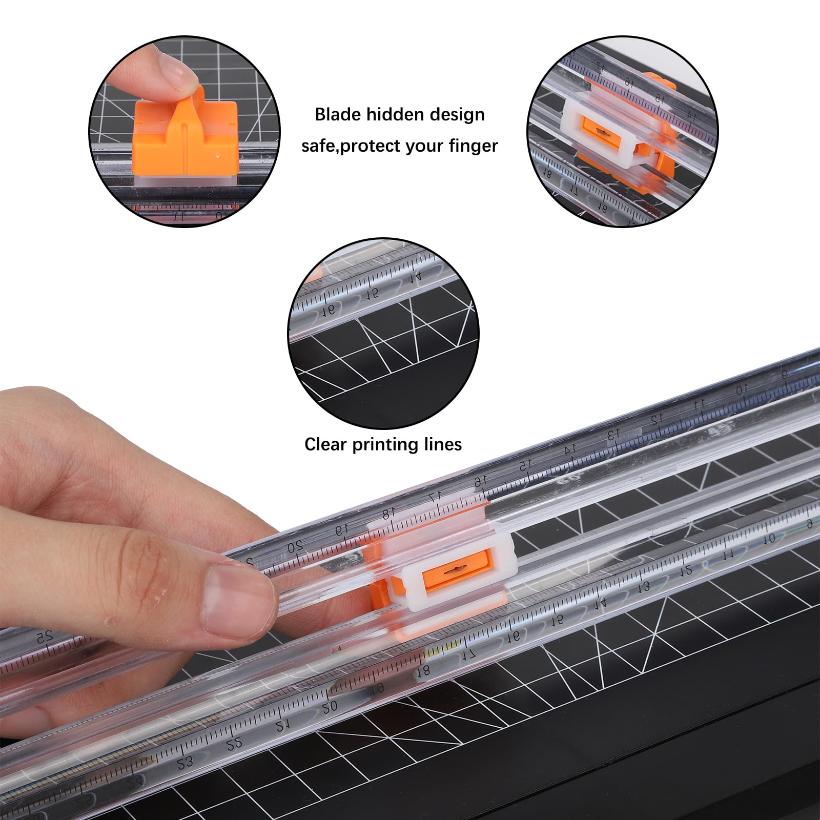 TCHENSWZ A4 Paper Cutter,Portable Paper Trimmer,12 Inch Paper Slicer Scrapbooking Tool with Automatic Security Safeguard and Side Ruler for Craft Paper, Coupon, Label and Cardstock, Black