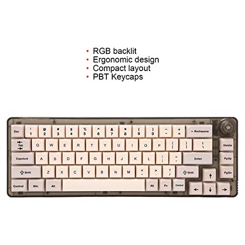 YEmirth Mechanical Keyboard 67 Keys RGB Backlit Hot Swap Ergonomic Design Compact Layout PBT Keycaps Gaming Keyboard