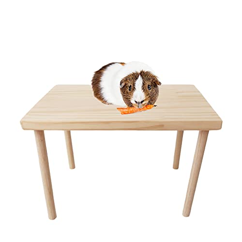 SINFUN Hamster Wooden Play Stand Platform Small Animals Stand Platform Natural Wood Table Pet House Hideouts Hut Waterproof Surface Pet Cage Accessories for Birds Gerbil Chinchilla Squirrel Guinea Pig