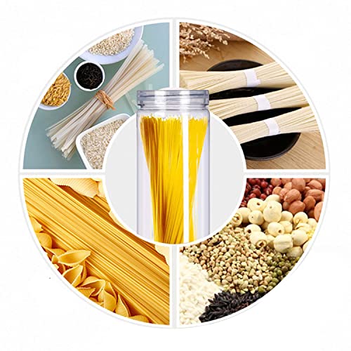 Set of 6pcs Tall Pasta Storage Container with Lid, Food Storage Jar Kitchen Canister for Spaghetti Pasta and Dry Goods 2.1"Diameter x 11.8"Height