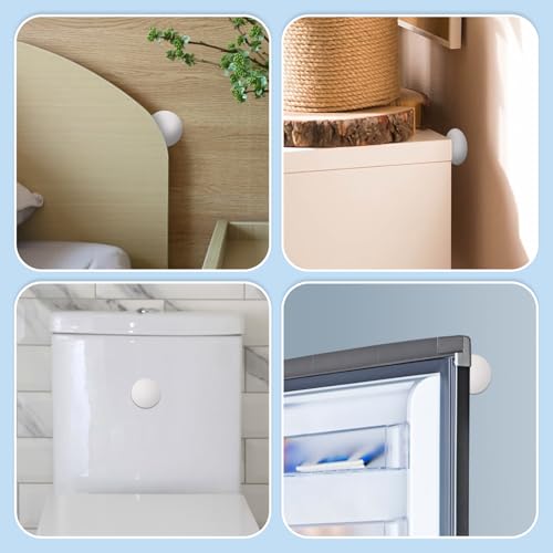 JULBEAR Door Stopper Wall Protector, 12PCS Door Knob Stoppers Wall Protector with Strong Back Adhesive,Quiet, Shock, Absorbent Silicone, Door Handle Bumpers and Protect Wall Surfaces (Round 2 inch)