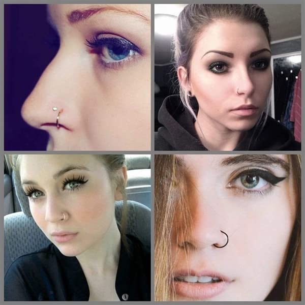Lebosipi Women's Nose Rings 7 Colors(Pink, Yellow, Rainbow, Black, Green, Silver and Blue)