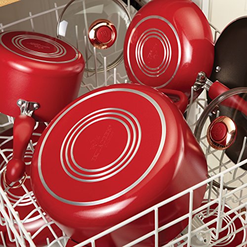 Paula Deen Signature Dishwasher Safe Nonstick Cookware Pots and Pans Set, 17 Piece, Red