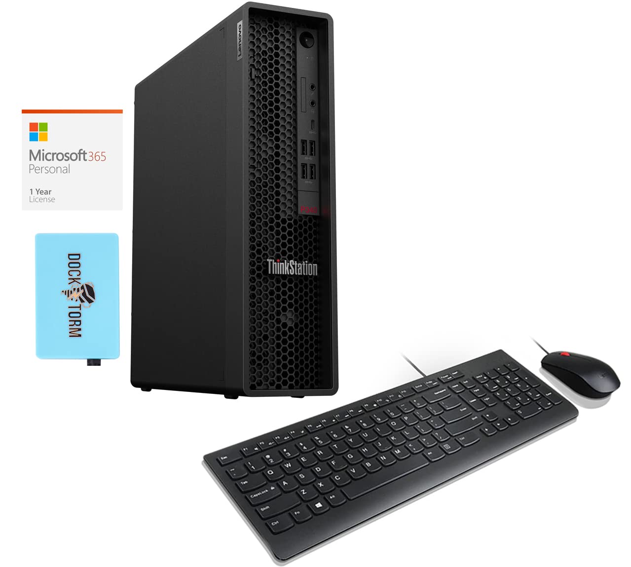 Lenovo ThinkStation P340 SFF Home & Business Mini Desktop (Intel i7-10700 8-Core, 32GB RAM, 1TB PCIe SSD + 2TB HDD (3.5), T1000, USB 3.2, Win 11 Pro) with MS 365 Personal, Hub