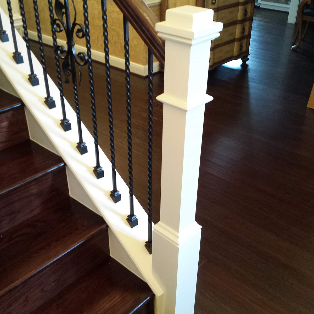 Iron Railing Stairs Slant/Angled/Pitch Baluster Shoe for 1/2" Scroll Basket Twist Knuckle Iron Spindles Shoe Stair Parts (Real Satin Black not Matte)