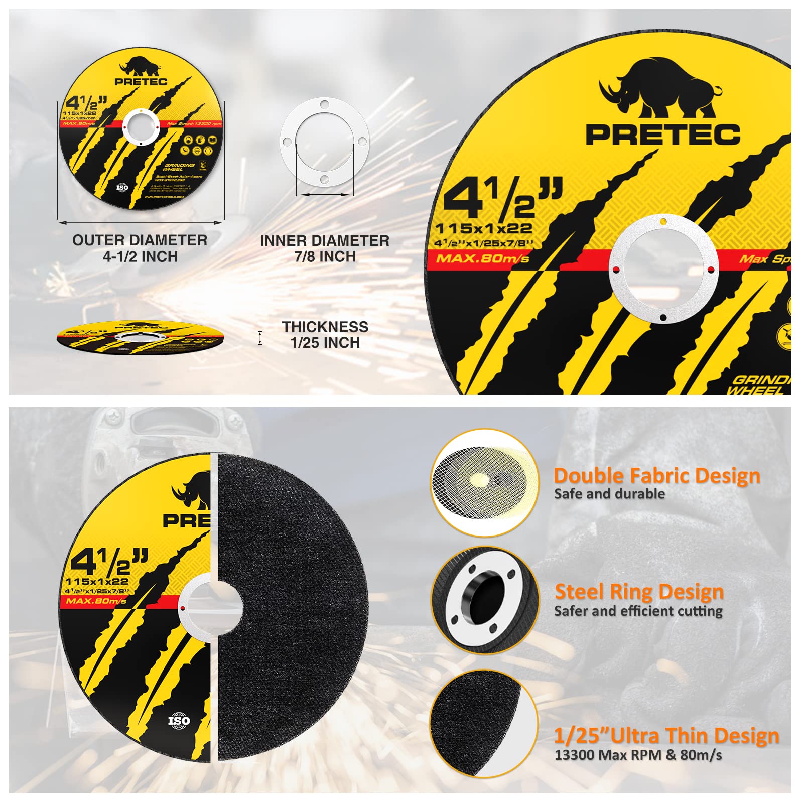 PRETEC Cut Off Wheels 4-1/2" 25PCS