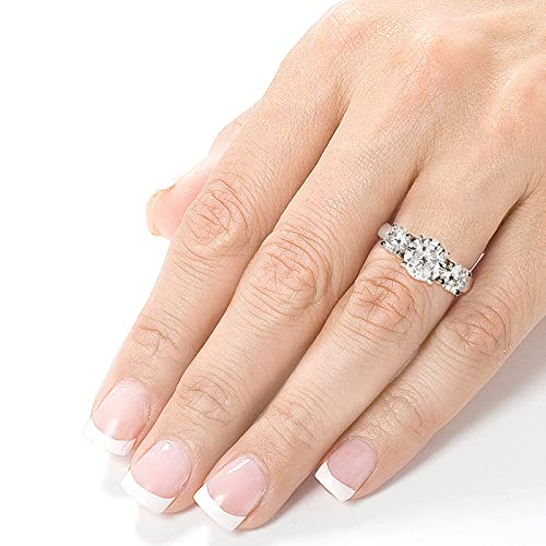 Kobelli Round-cut Moissanite Three-Stone Engagement Ring 2 1/2 CTW 14k White or Yellow Gold