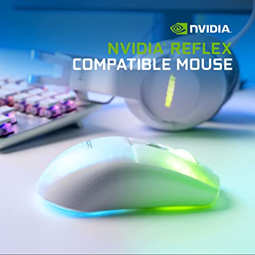 ROCCAT Burst Pro Air Lightweight Symmetrical Optical Wireless RGB Gaming Mouse with 19K DPI Optical Owl-Eye Sensor, Optical Switches, Titan Wheel, 81-Gram Weight β White