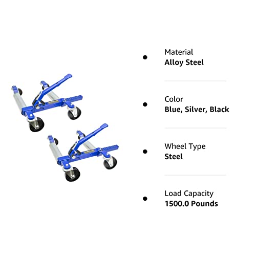Jackco 1500 LB 12.5β Wheel Car Positioning Dolly with Ratcheting Foot Pedal (2 Pack)