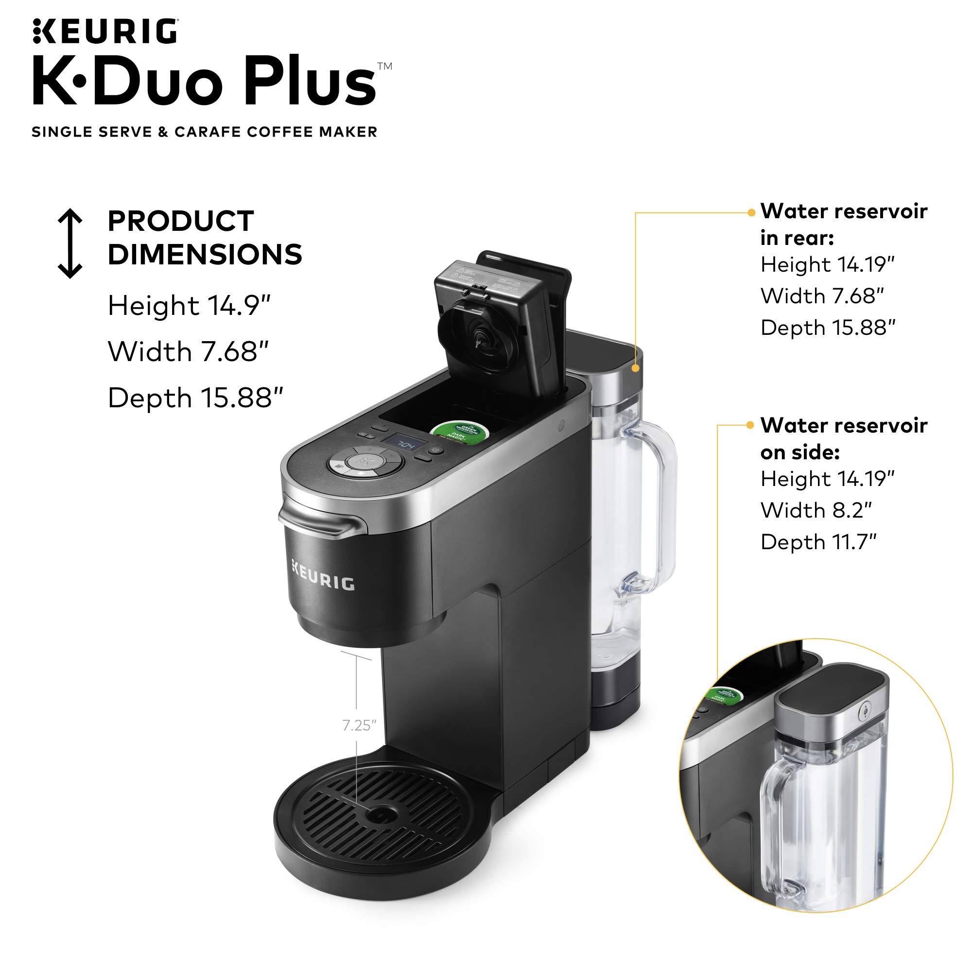 Keurig K-Duo Plus Coffee Maker, Single Serve and 12-Cup Carafe Drip Coffee Brewer, Black + Starbucks K-Cup Coffee Pods β Blonde, Medium & Dark Roast Variety β 1 Box (40 Pods Total)