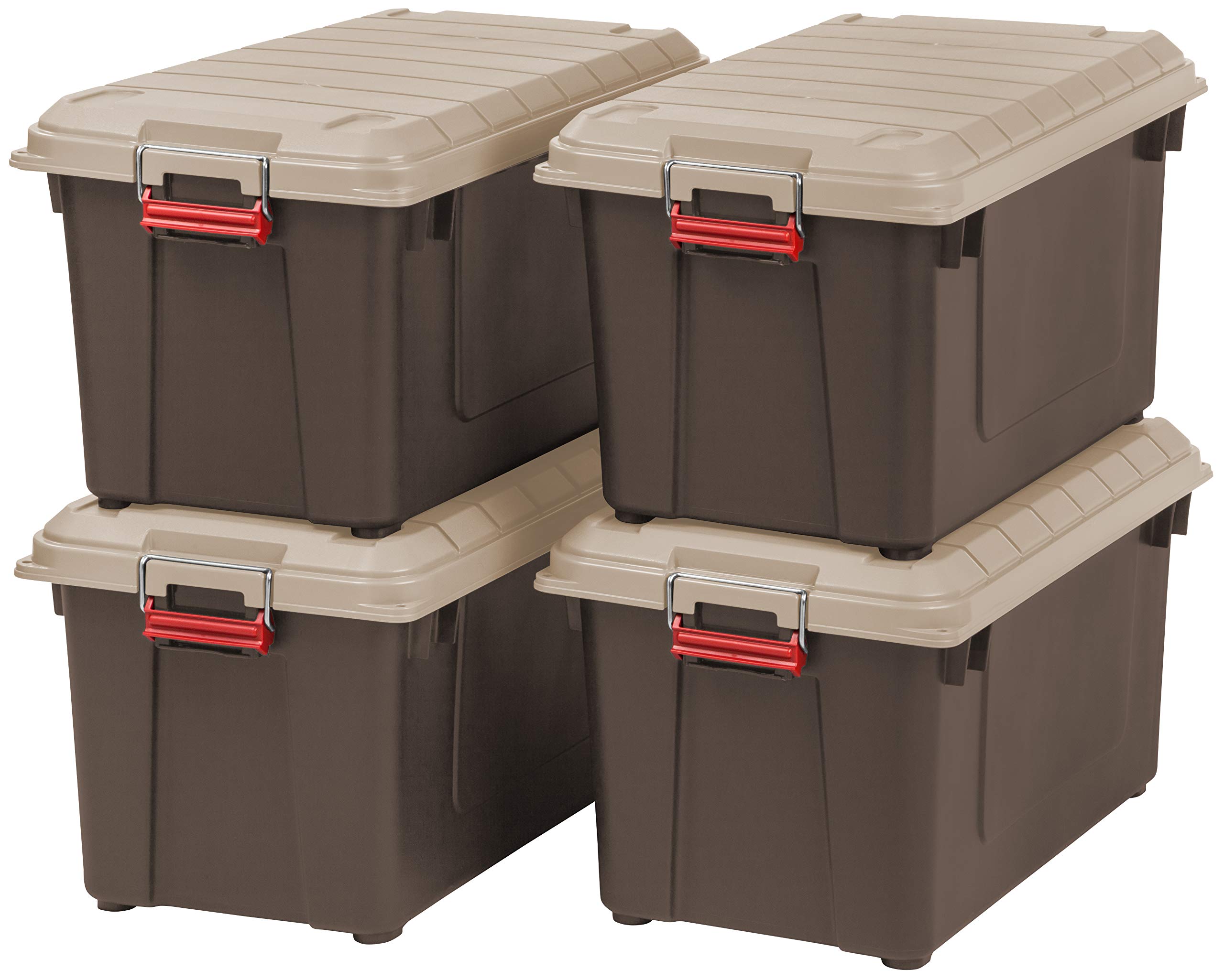 IRIS USA SIA-760D Store-It-All WEATHERTIGHT Totes, 82 Quart, Brown/Beige/Red (250183)