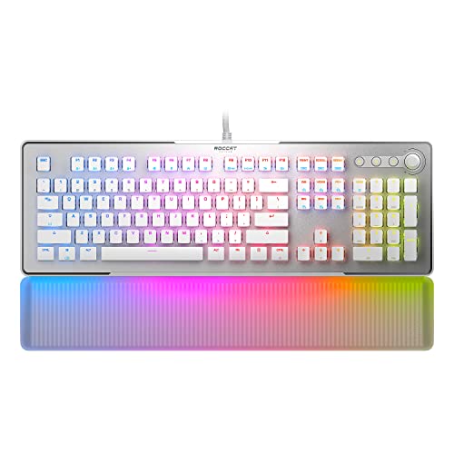 ROCCAT Vulcan II Max β Optical-Mechanical PC Gaming Keyboard with Customizable RGB Illuminated Keys and Palm Rest, Titan II Smooth Linear Switches, Aluminum Plate, 100M Keystroke Durability β White