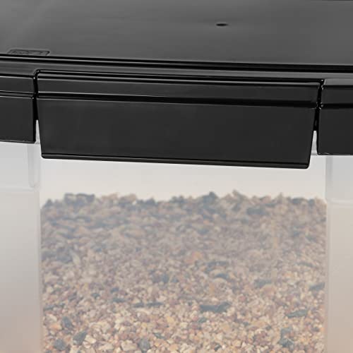 IRIS USA WeatherPro Airtight Dog Food Storage Container, Up to 25 lbs, Removable Wheels, for Dog Cat Bird and Other Pet Food Storage Bin, Keep Fresh, Translucent Body, Clear/Black