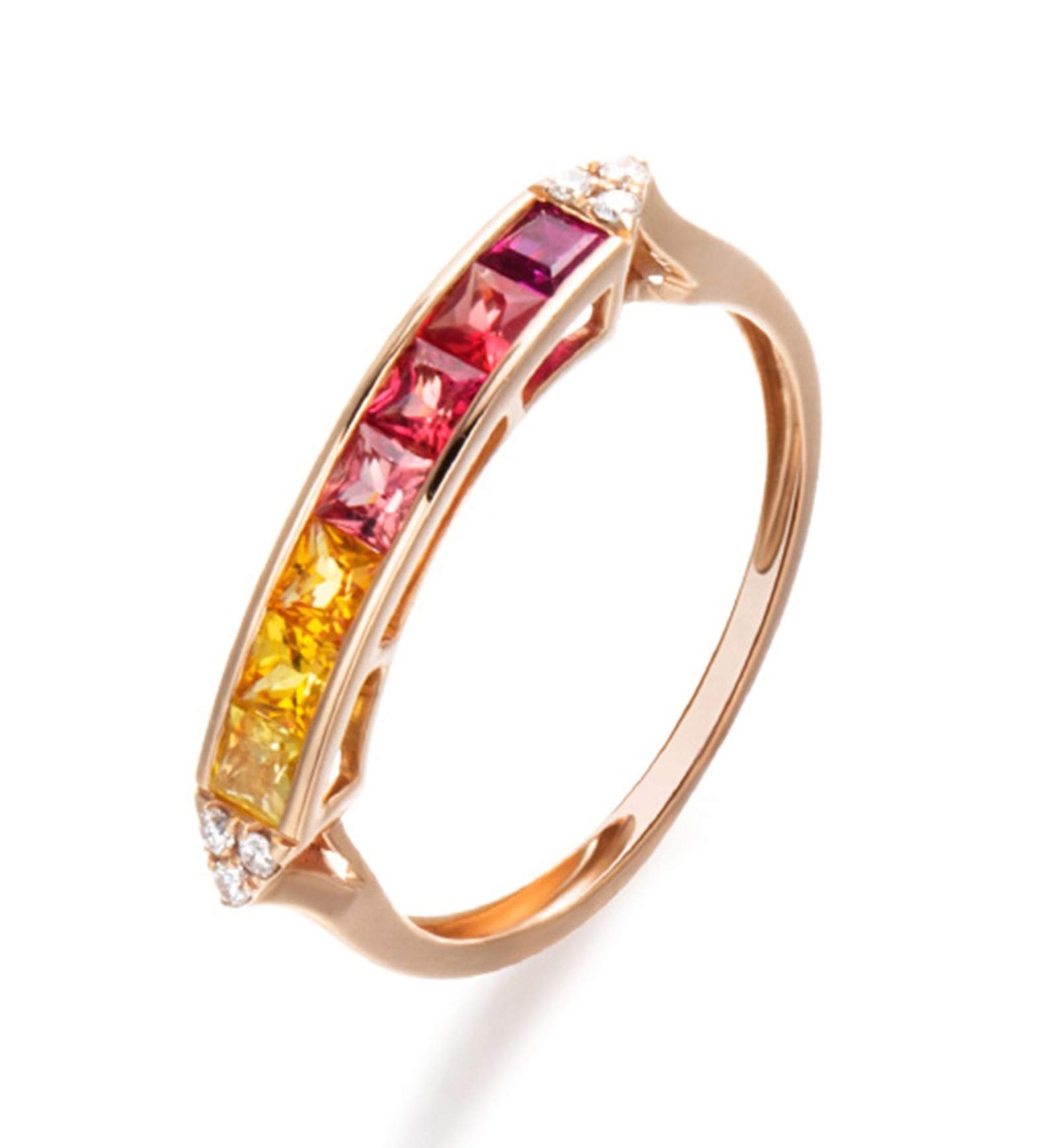 KnBoB Women Rectangle Square Shape 0.892ct Sapphire Ring 18K Gold Promise Wedding Engagement Bridal Anniversary Ring Size 8.5