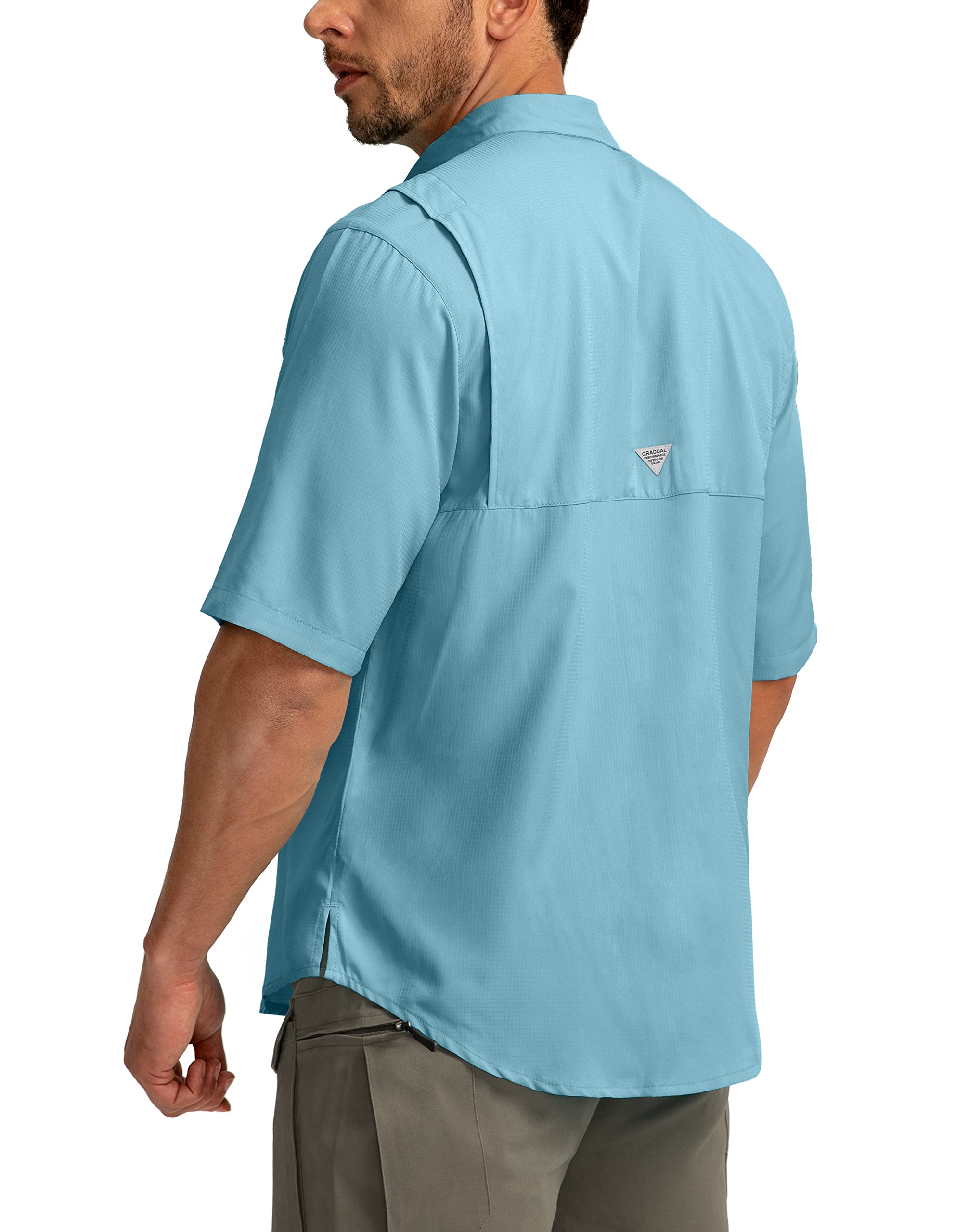 Men's Fishing Shirts with Zipper Pockets UPF 50+ Lightweight Cool Short Sleeve Button Down Shirts for Men Casual Hiking(Capri, 3X-Large-New)