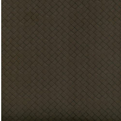 Woven Faux Leather Fabric, Embossed Soft Basketweave Vinyl, Textured Crafts DIY and Upholstery Pleather Sheets - Cut by The Yard (Brown)
