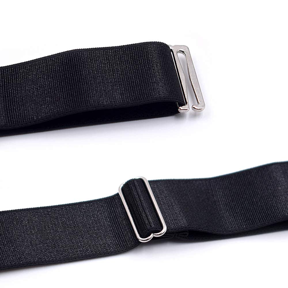Kedofe Men Shirt Stays Adjustable Elastic Shirt Garter Shirts Holder with Non-slip Locking Clamps for Police Military (Black)