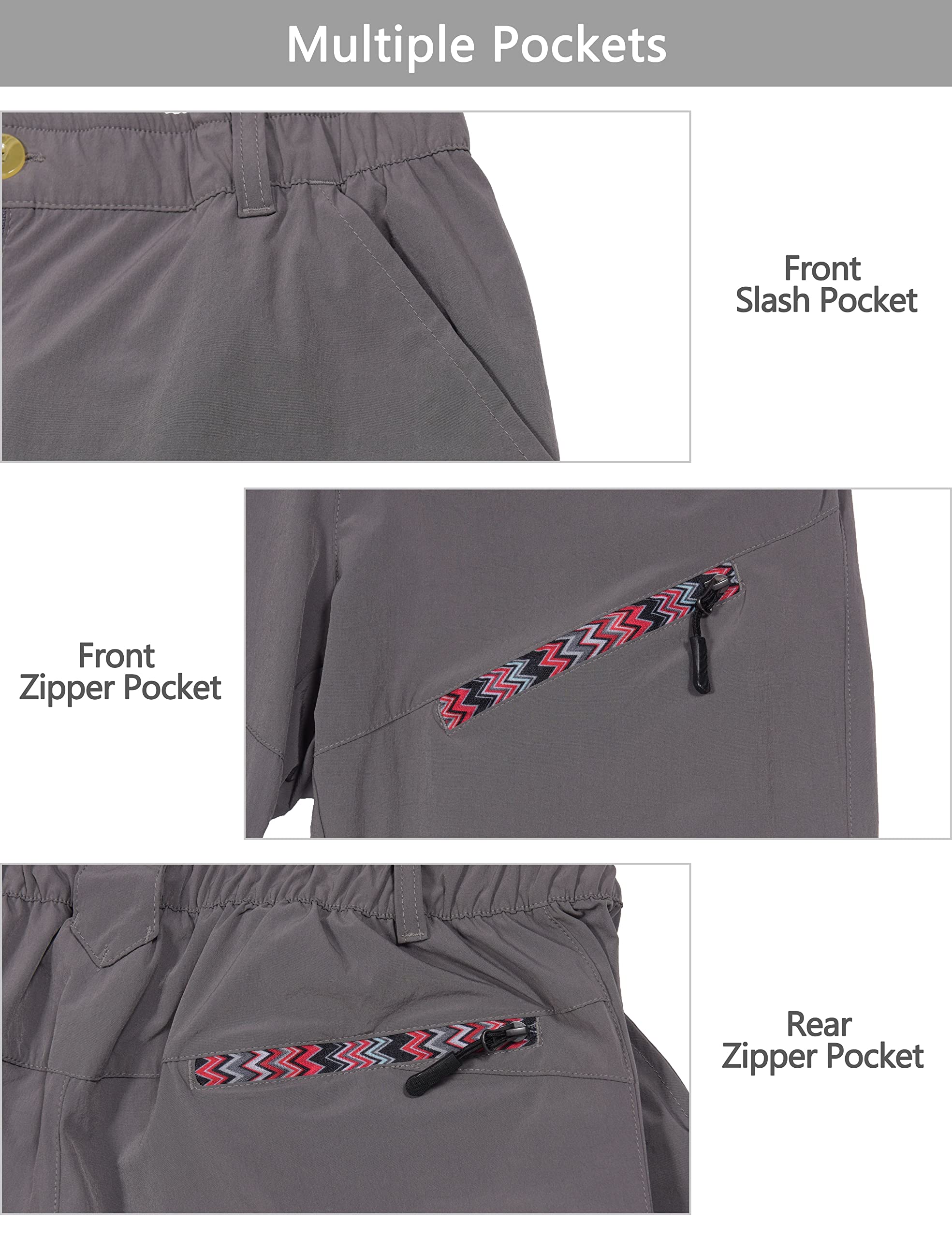 Little Donkey Andy Women's Hiking Pants Lightweight Convertible Zip-Off Pants Quick Dry UPF 50 Steel Gray Size 2XL