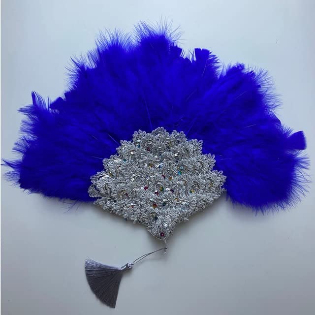 Msbfea Big Size Design African Orange Feather Fan Ladies Wedding Feather Fan for Bride Double Side Feather Nigerian Flower - 35cmx45cm Color 931