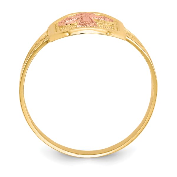 IceCarats 10K Two Tone Gold Antique Filigree Holy Cross Ring Christian Religious Band Size 6