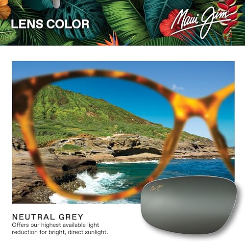 Maui Jim Men's and Women's Joy Ride Polarized Classic Sunglasses, Black with Crystal/Neutral Grey, Medium