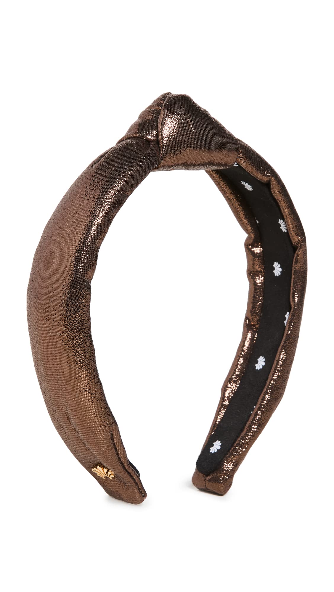 Lele Sadoughi Women's Glitter Slim Knotted Headband, Cocoa, Brown, Metallic, One Size