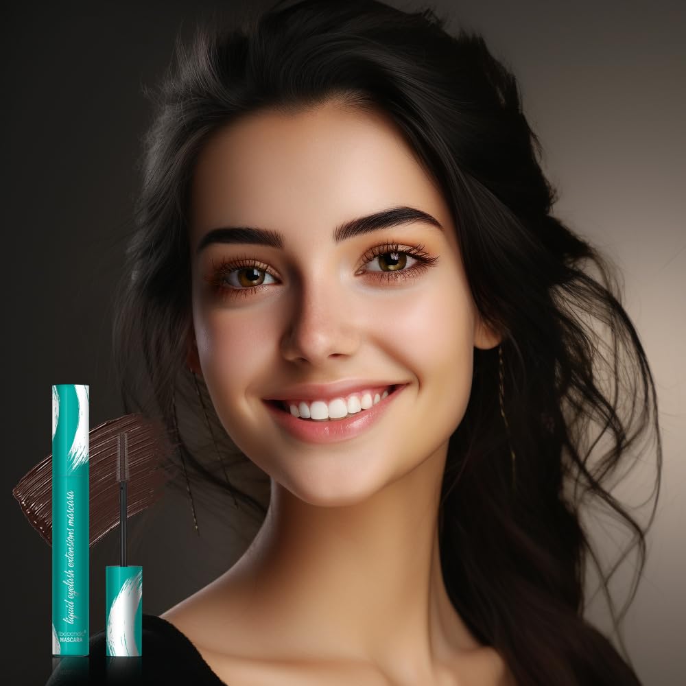 Mascara Black Volume and Length - Waterproof, Smudge-proof, No Flaking or Clumping, Liquid Lash Extension Brown Mascara for Stunning Eyes (Black)