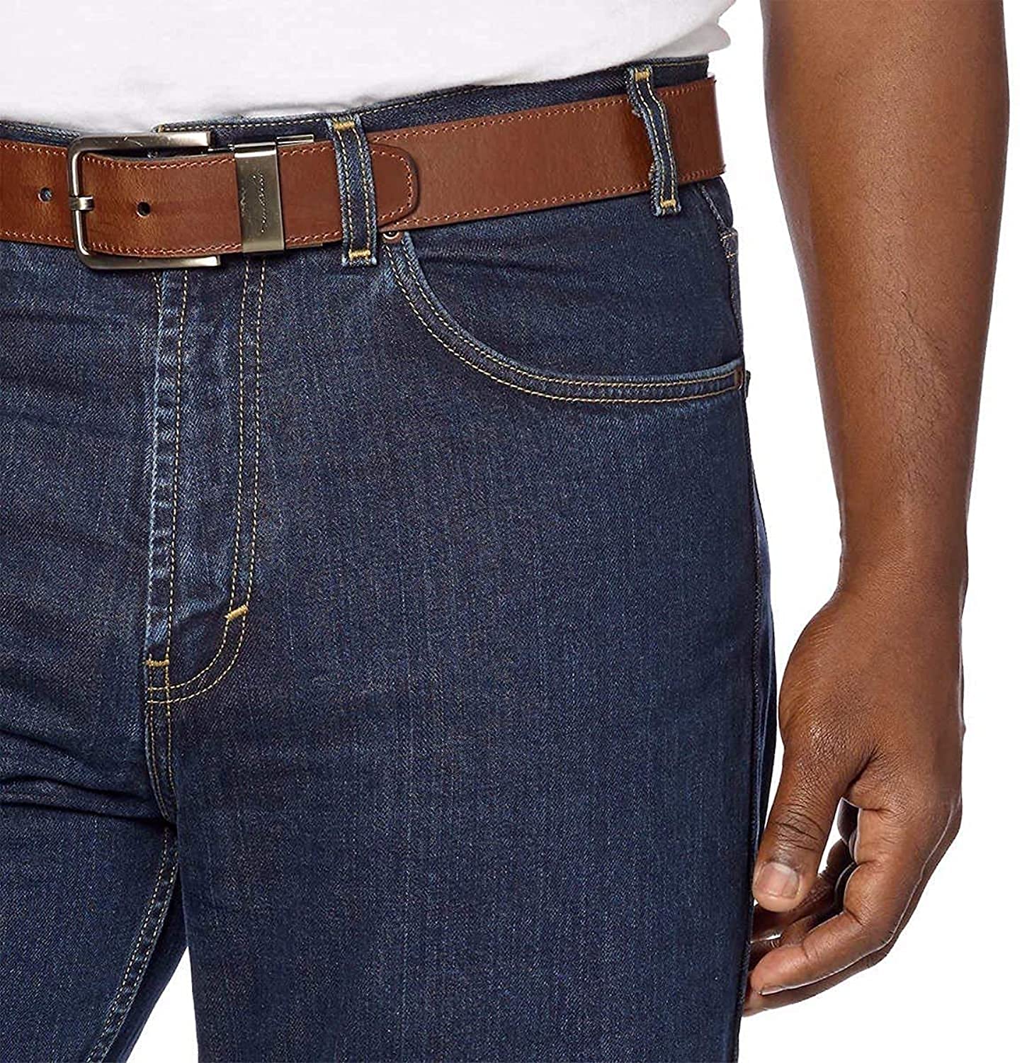 Kirkland Signature Men's 5-Pocket Jeans, Relaxed Fit, 100% Cotton, Double-Seam Stitching, Dark Blue (38x30)