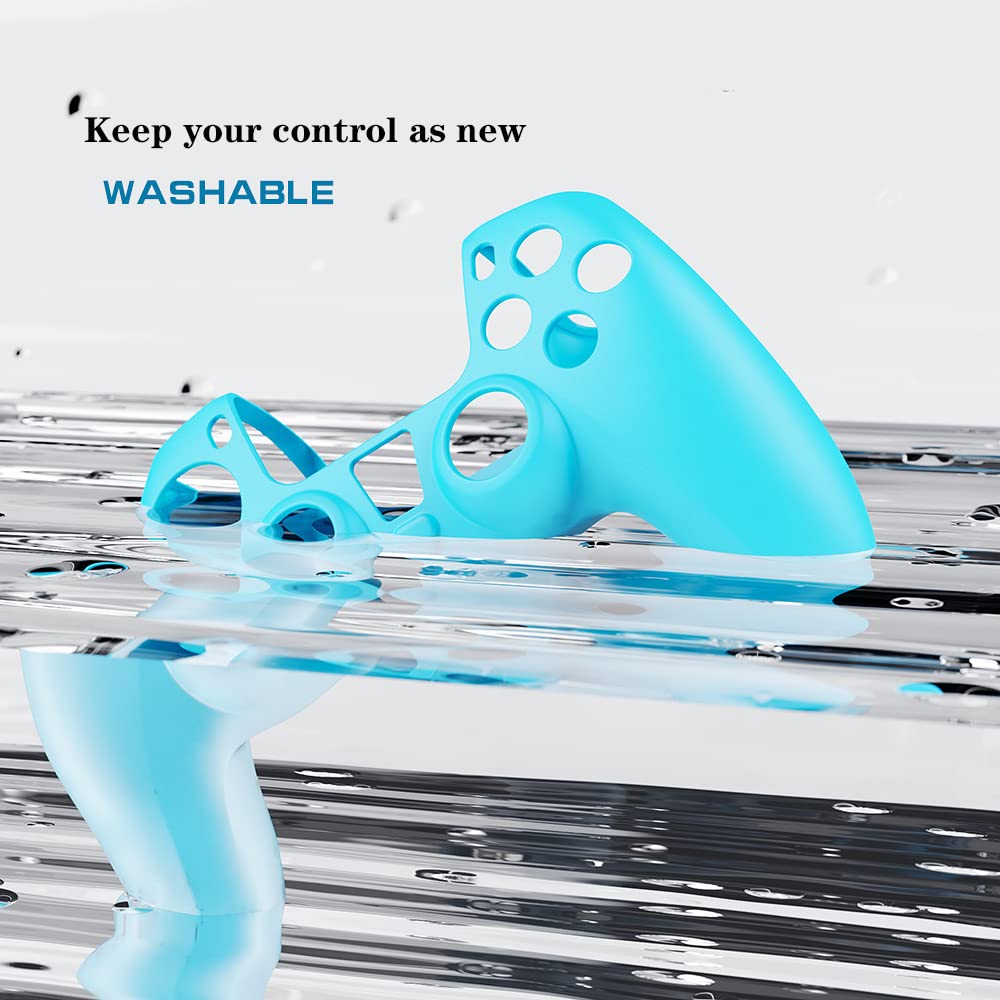 Peziang PS5 Controller Skin, Ergonomic Anti-Slip Soft Ultra-Thin Silicone Protective Cover Gamepad Case for PlayStation 5 Wireless Controller, PS5 Controller Skin for Kids Gifts Green