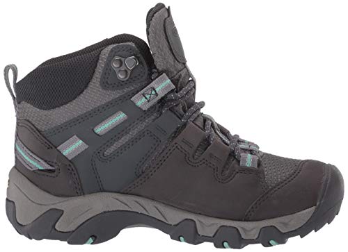KEEN Women's Steens Mid Height Leather Waterproof Hiking Boots, Steel Grey/Ocean Wave, 11