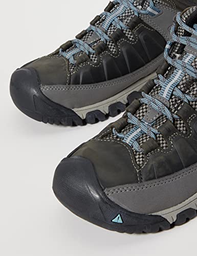 KEEN Women's Targhee 3 Mid Height Waterproof Hiking Boots, Magnet/Atlantic Blue, 9