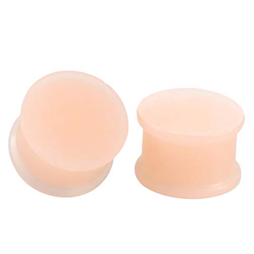 hwojjha Silicone Pair Flesh Skin Tone Ear Plugs Tunnels Gauges Multiple Shades (Light - 10mm (00g))