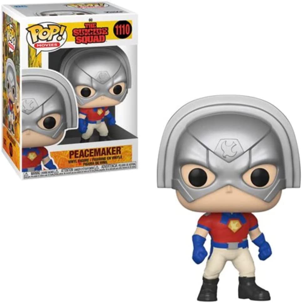 Power Bombshell Action Dc Comic Pop! Hero Figure Bundled with Harley Quinn Big Display Pin! & Hanger + Suicide Squad Mini Figure Blind Box + Peacemaker Pop! + Super Button! 5 Items