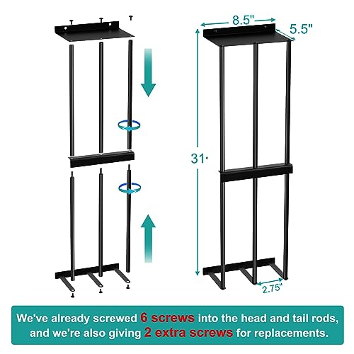 Towel Rack for Bathroom, New Upgrade 3 Bar Wall Towel Racks for Rolled Towels, Towel Storage with Metal Top Shelf, Wall Mounted Bathroom Organizer (Black)