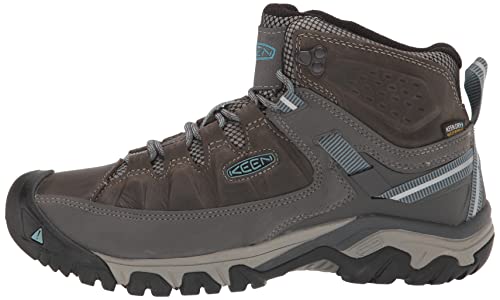 KEEN Women's Targhee 3 Mid Height Waterproof Hiking Boots, Magnet/Atlantic Blue, 9
